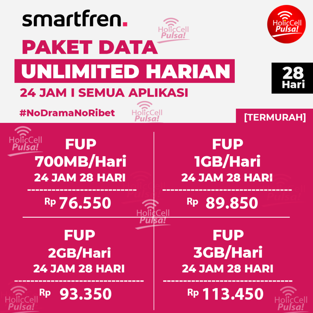 Jual PAKET DATA SMARTFREN UNLIMITED HARIAN 28 HARI FUP 700MB 1GB 2GB 3GB I WAJIB BACA DESKRIPSI ...