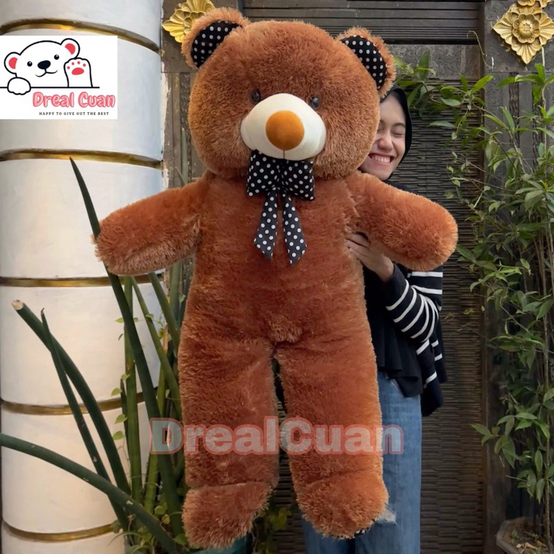 Jual boneka teddy bear besar jumbo 1meter / beruang besar 103cm coklat ...
