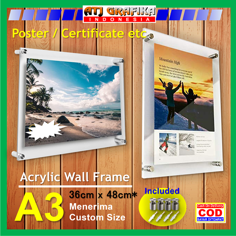Jual Akrilik dinding A3 poster frame bingkai foto acrylic wall tempat iklan dll | Shopee Indonesia