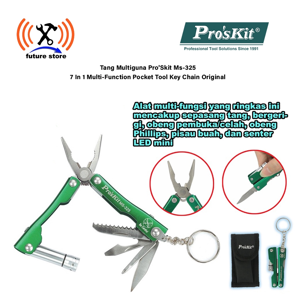 Jual PROSKIT MS-325 TANG 7 In 1 Multi-Function Pocket Tool Key Chain - Tang Multiguna 7 in 1 ...