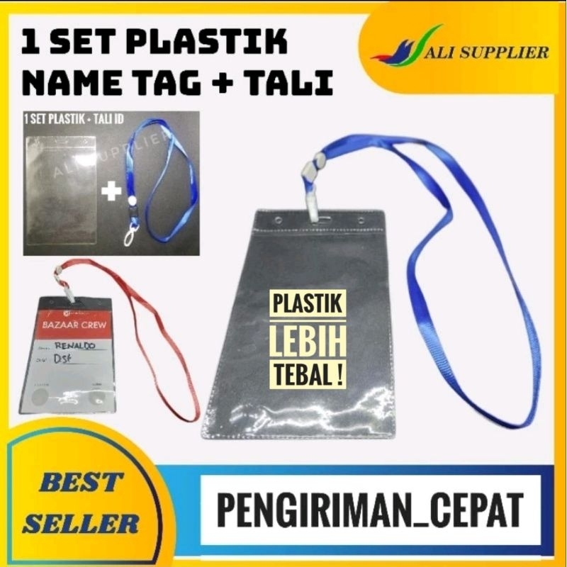 Jual SET PLASTIK ID 1 SET NAME TAG + TALI DIJAMIN MURAH / TALI NAMETAG ...