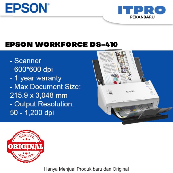 Jual EPSON WORKFORCE DS-410 SCANNER ADF DUPLEX F4 | Shopee Indonesia