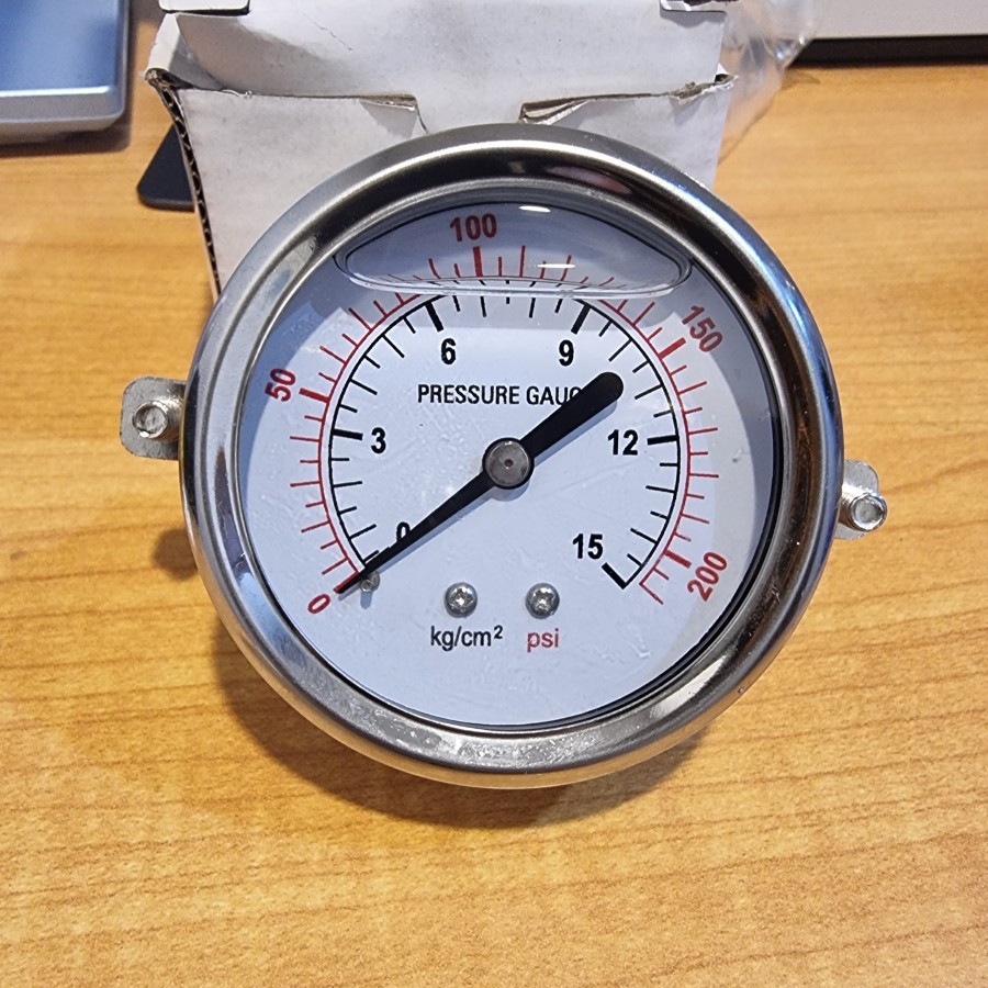 Jual Pressure gauge 15 bar 200 psi back connection 1/4" | Shopee Indonesia