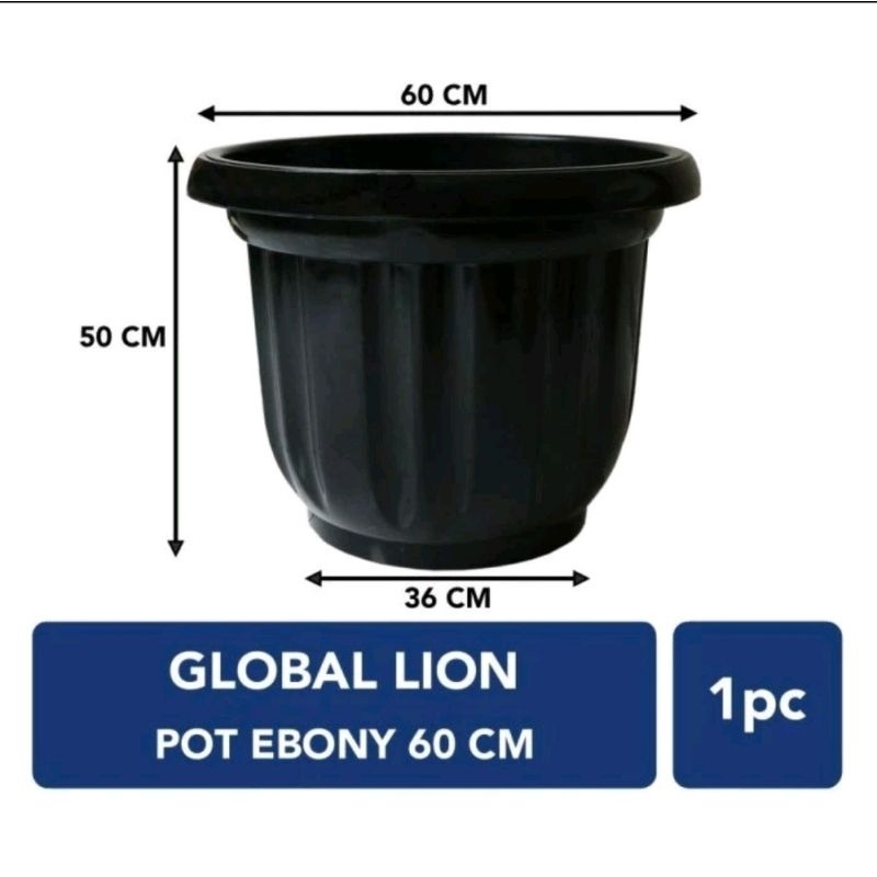 Jual POT HITAM EBONY 60 CM, POT BESAR HITAM KOKOH, POT TANAMAN BUNGA ...
