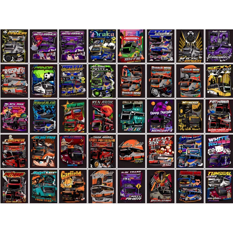 Jual sticker bus basuri viral isi 48 hologram / sticker bus kids panda ...