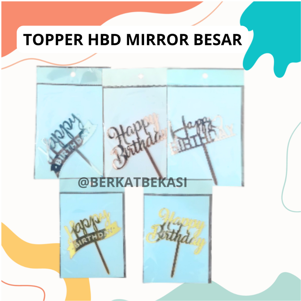 Jual Topper Cake Mirror HBD / TOPPER HBD MIRROR BESAR | Shopee Indonesia