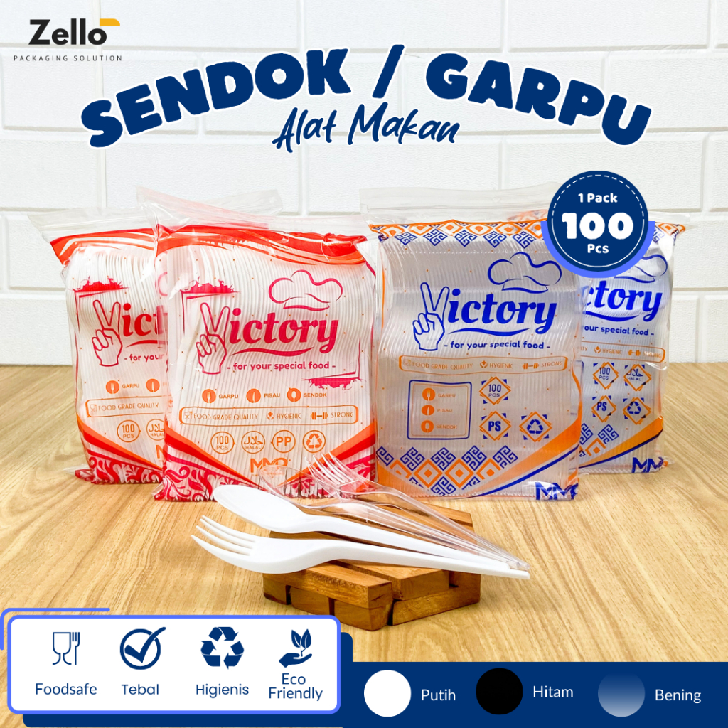Jual [100 PCS] Sendok / Garpu Makan Plastik Putih Bening Hitam Fresh ...