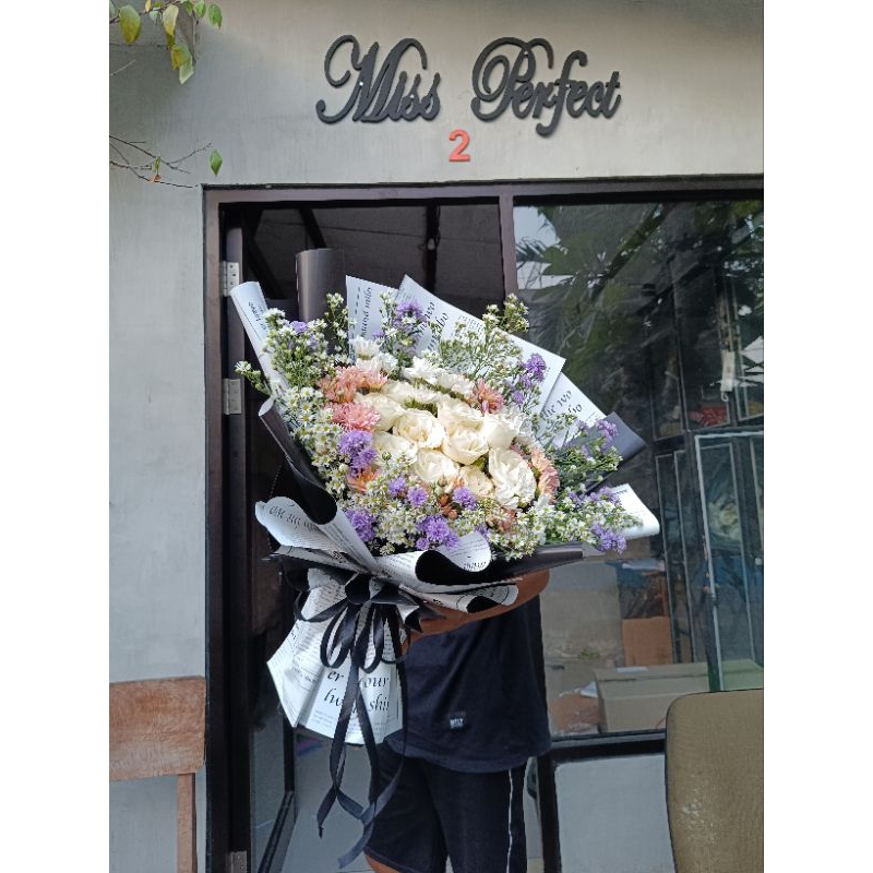 Jual fresh flower rose bouquet mawar asli segar buket bunga mawar ...
