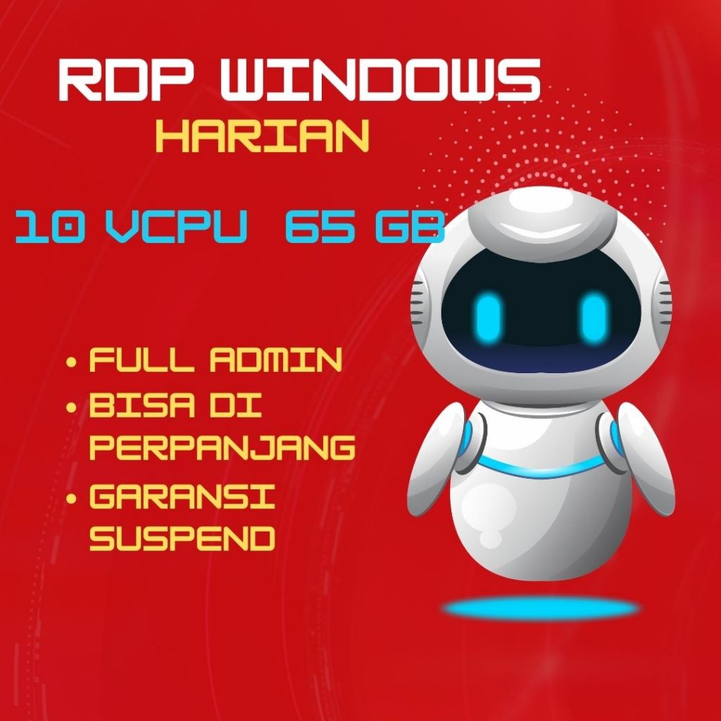 Jual RDP MURAH 10VCPU 65GB MEMORY HARIAN | Shopee Indonesia