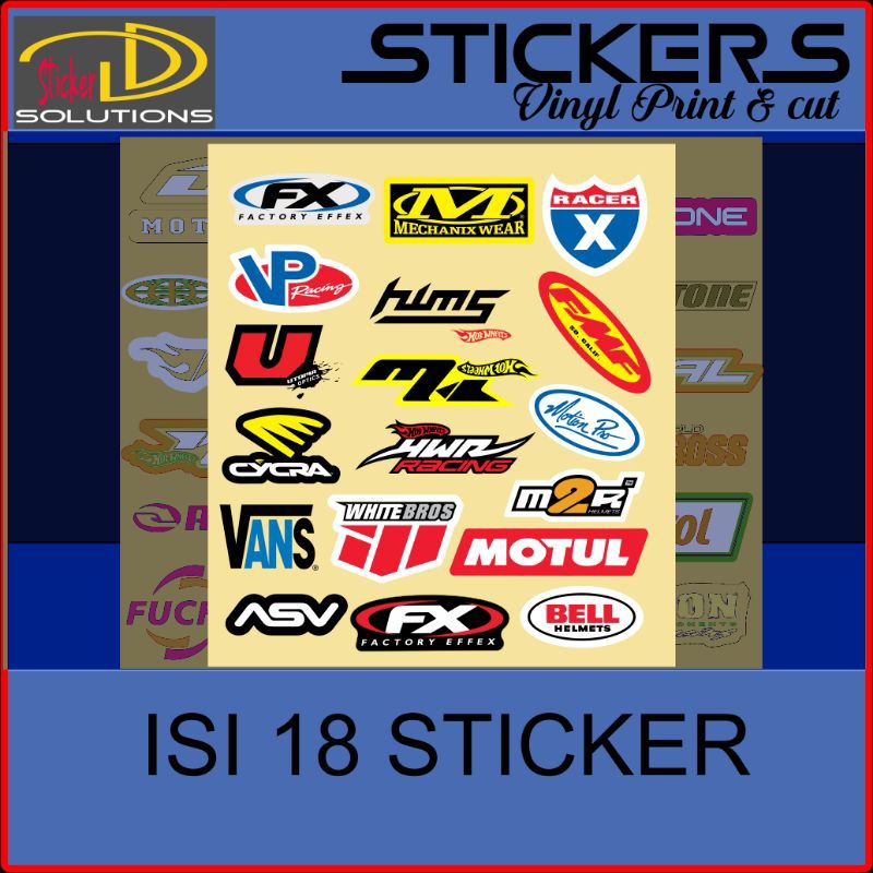 Jual stiker racing motor Print Cut Sticker set isi 18 | Shopee Indonesia