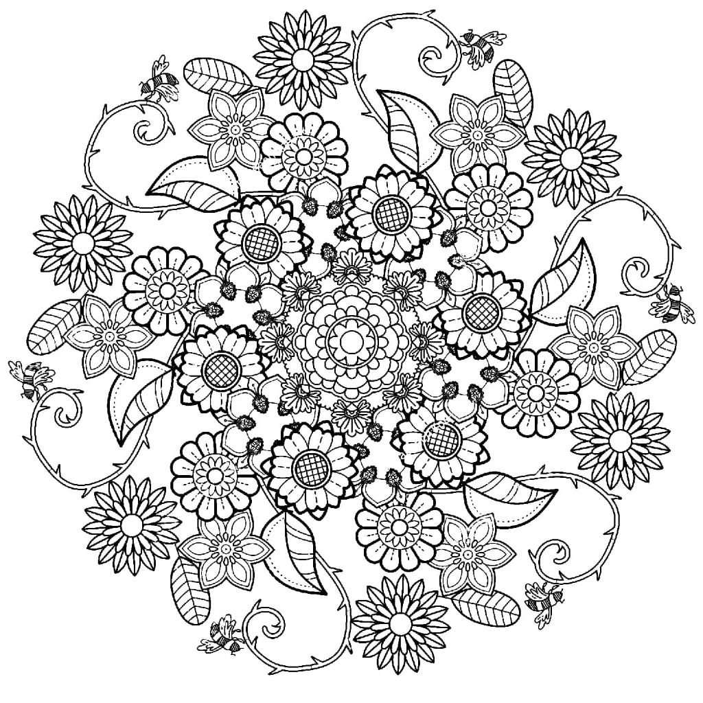 Jual gambar sketsa mewarnai melukis tema bunga mandala | Shopee Indonesia