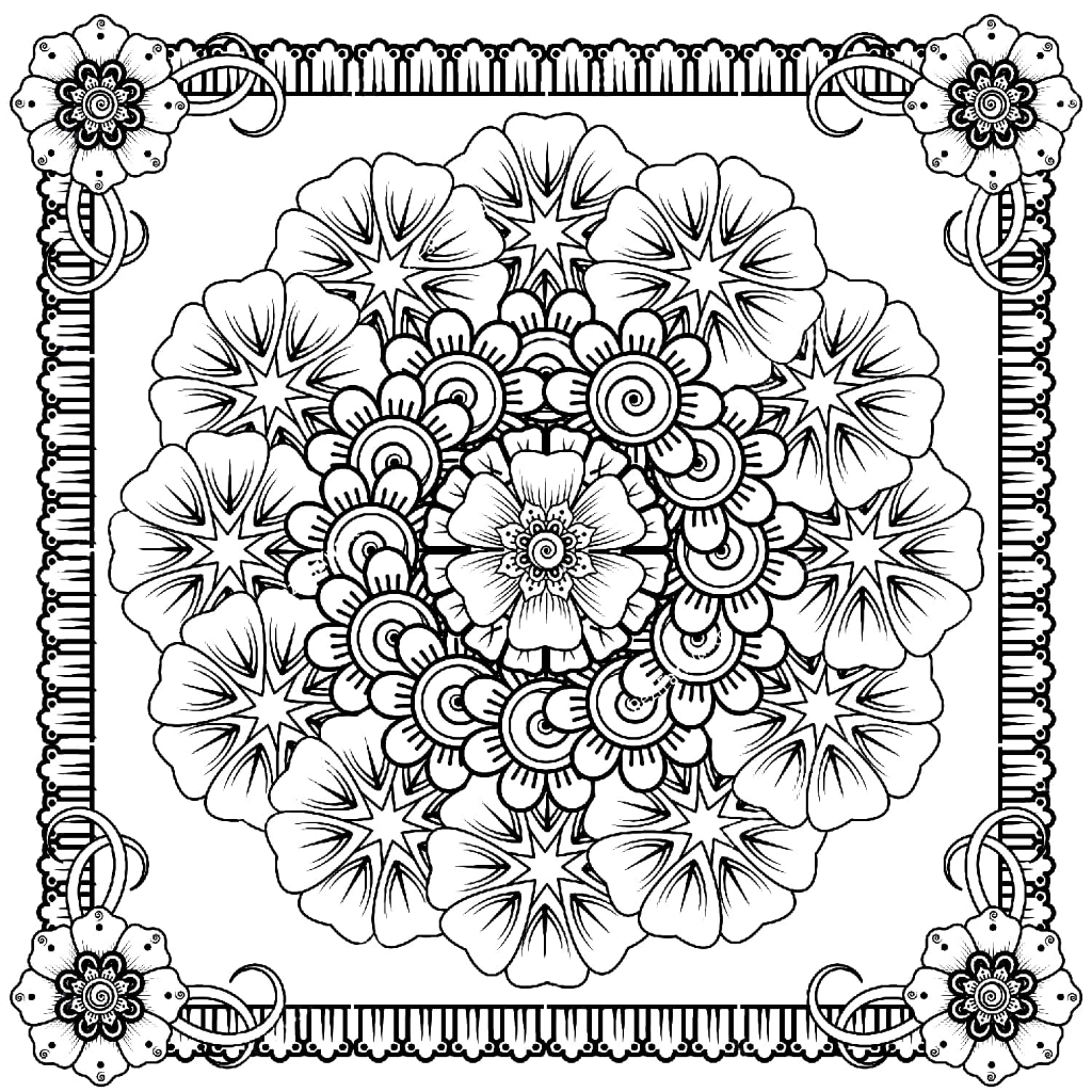 Jual gambar sketsa mewarnai melukis tema bunga mandala | Shopee Indonesia