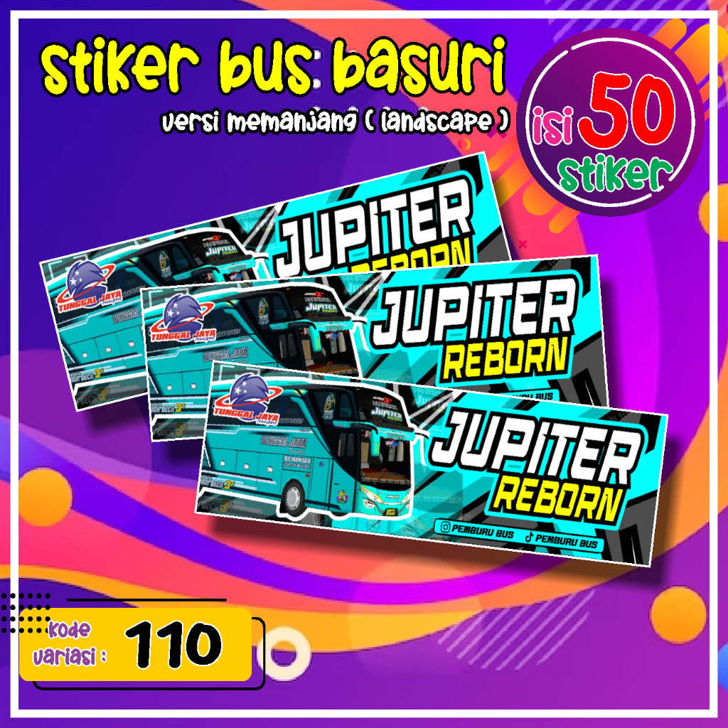 Jual VIRAL isi 50 stiker bus panjang | saturn black pink kids panda ...