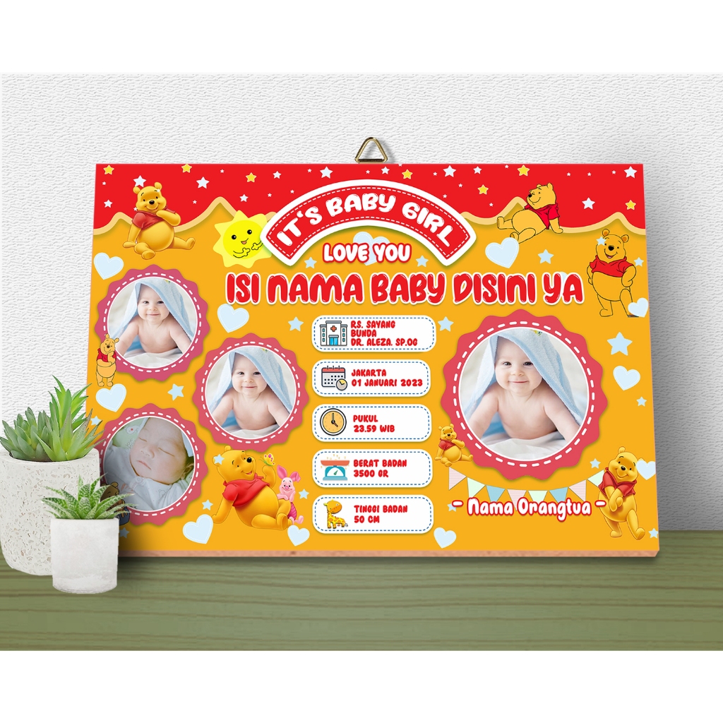Jual cetak biodata baby unik lucu tema kartun winidepuh | Shopee Indonesia