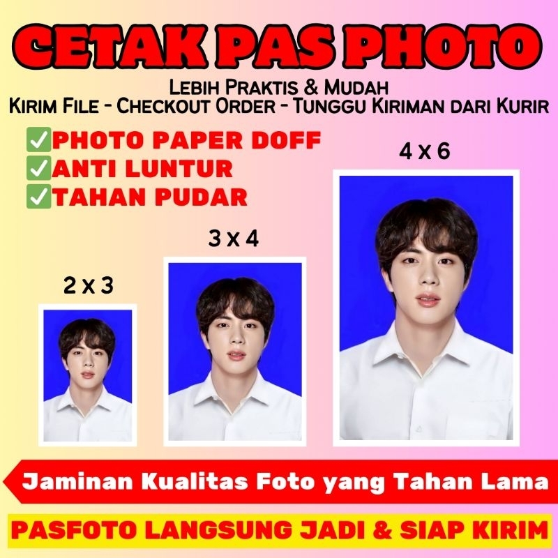 Jual Cetak Pas Foto / Pas Photo Ukuran 2X3 3X4 4X6 - Standar Studio Doff Photo Paper Cetak ...