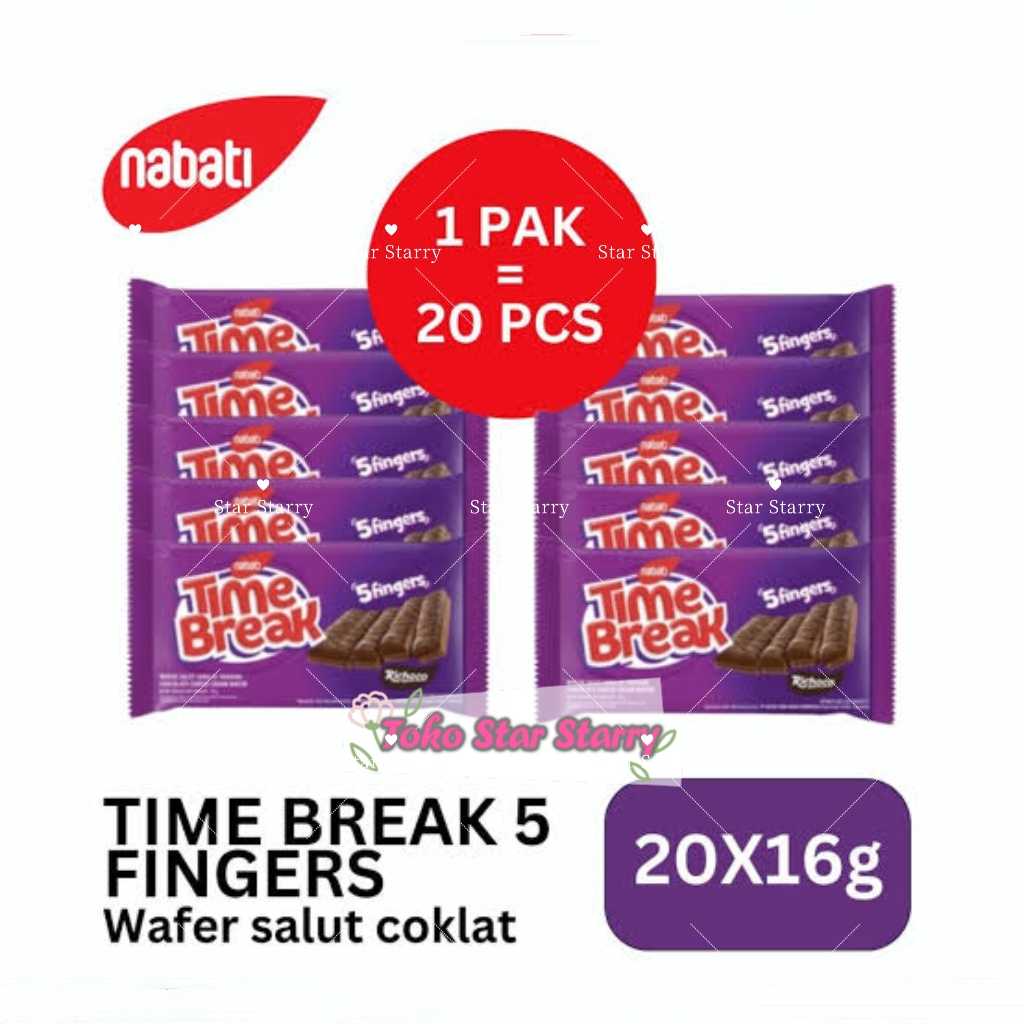 Jual [Per Pack] NABATI TIME BREAK COKLAT / BISKUIT TIME BREAK 5FINGERS ...