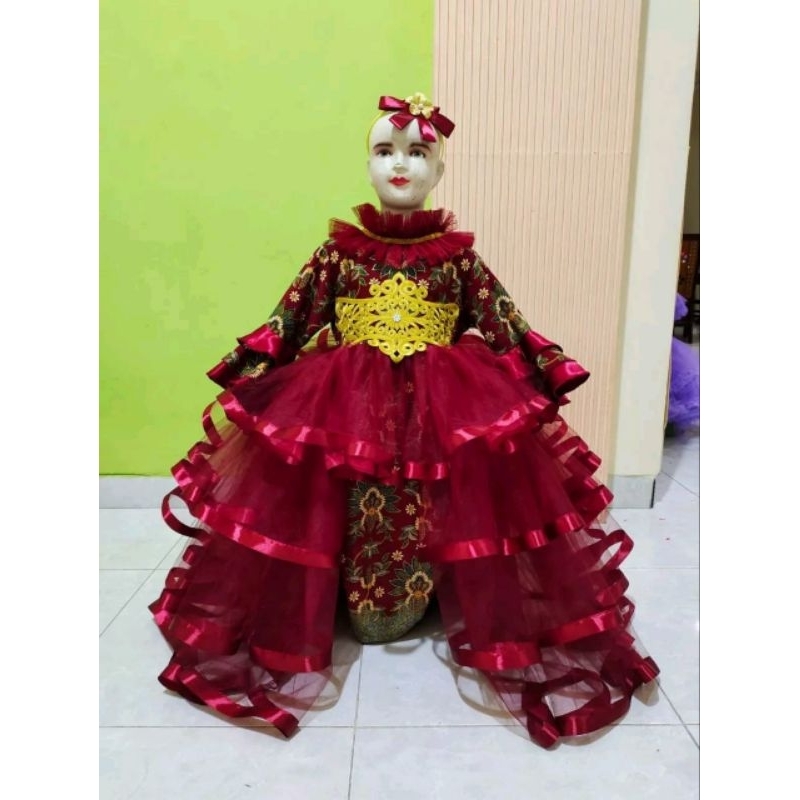 Jual gaun fashionshow anak perempuan tema batik NON COD | Shopee Indonesia