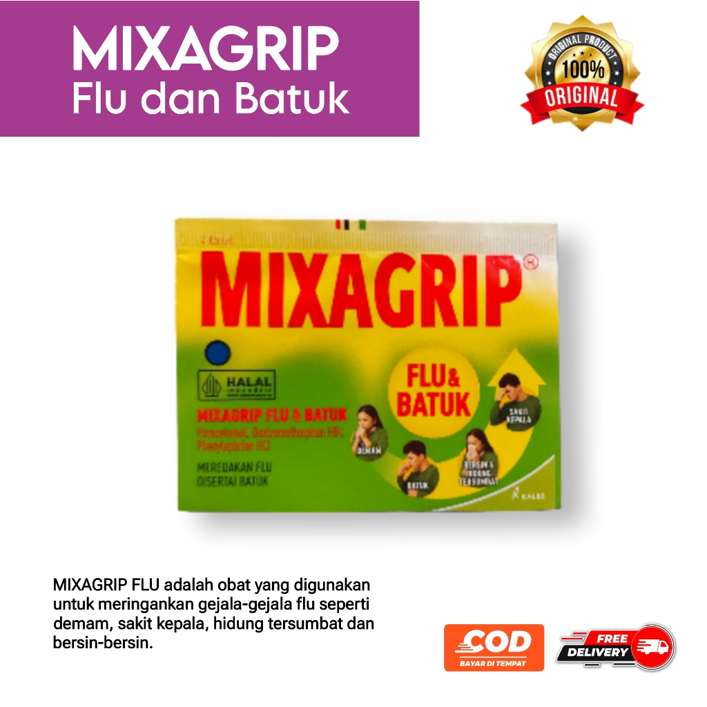 Jual Mixagrip Flu & Batuk Mengatasi Gejala Flu dan Batuk (4 Tablet ...