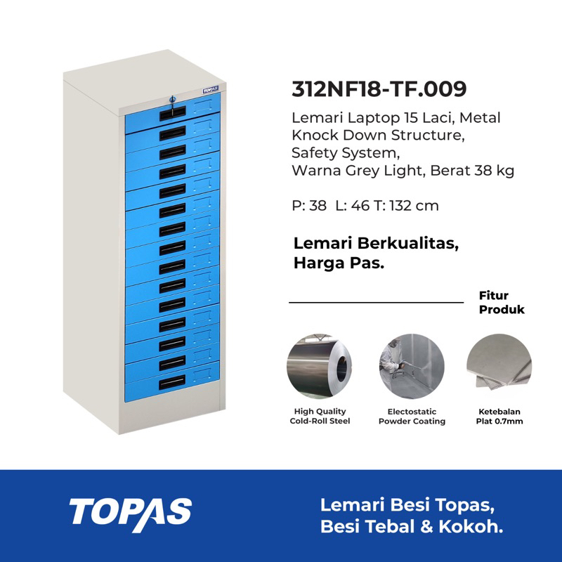 Jual Lemari Laptop 15 Laci - Lemari Besi - Lemari Arsip 18HC-AD-102 ...