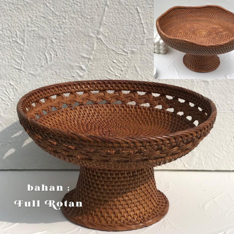 Jual Dulang Gendit Bunga Diameter 25cm Full Anyaman Rotan Lombok ...