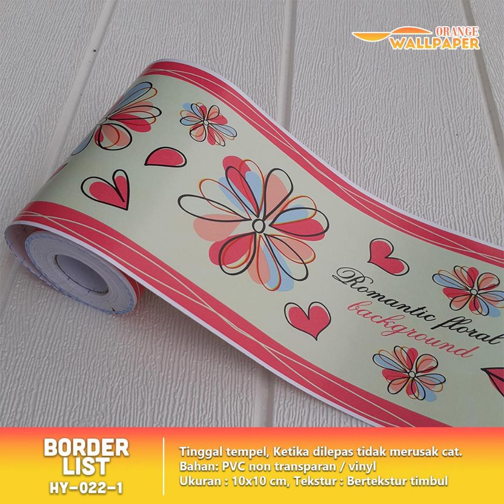Jual ORANGE WALLPAPER Stiker List Wall Border Motif Bunga Premium ...