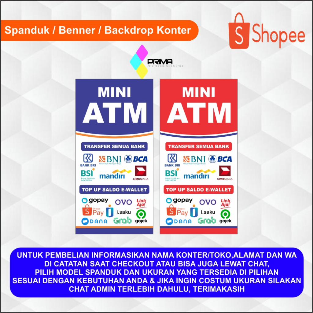 Jual SPANDUK BANNER ATM MINI BELI 1 PAKET DAPAT 2 BANNER CUSTOM ...