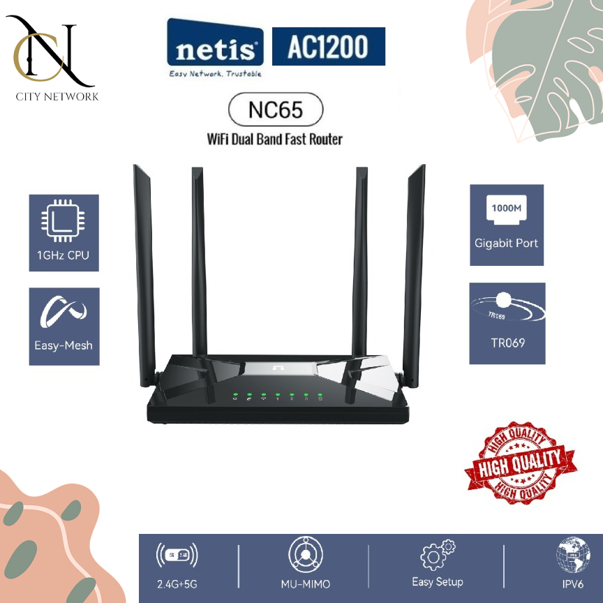 Jual NETIS NC65 AC1200 Wireless Dual Band Gigabit Router NC 65 | Shopee ...