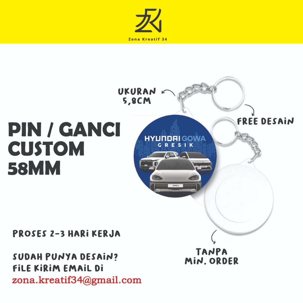 Jual CETAK GANTUNGAN KUNCI GANCI PIN CUSTOM 58MM | Shopee Indonesia