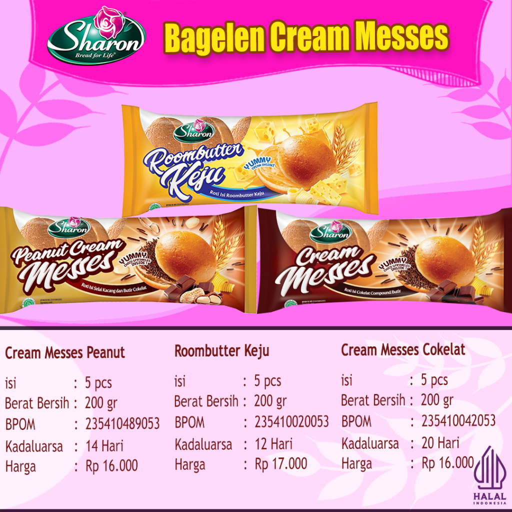 Jual Roti isi Cream Messes Sharon Bakery 200gr | Shopee Indonesia