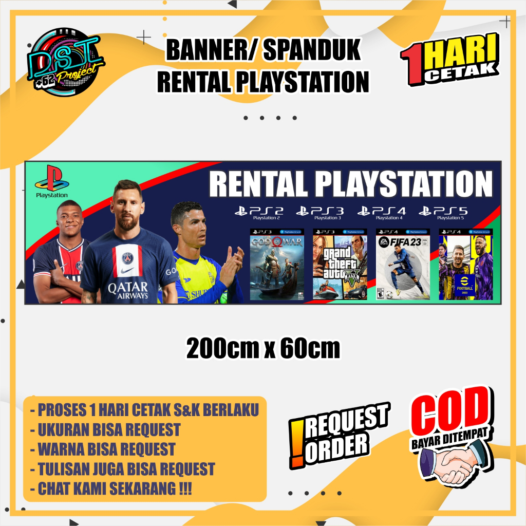 Jual BANNER / SPANDUK RENTAL PS MODEL A 200 X 60 | Shopee Indonesia