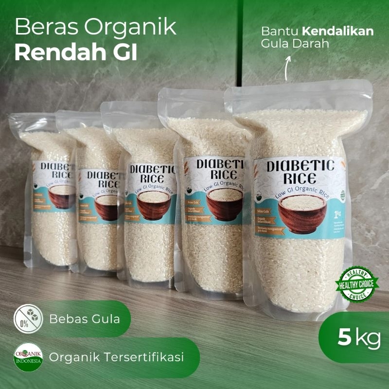 Jual Beras Diabet Organik kemasan 5 kg | Beras diabetes rendah GI ...