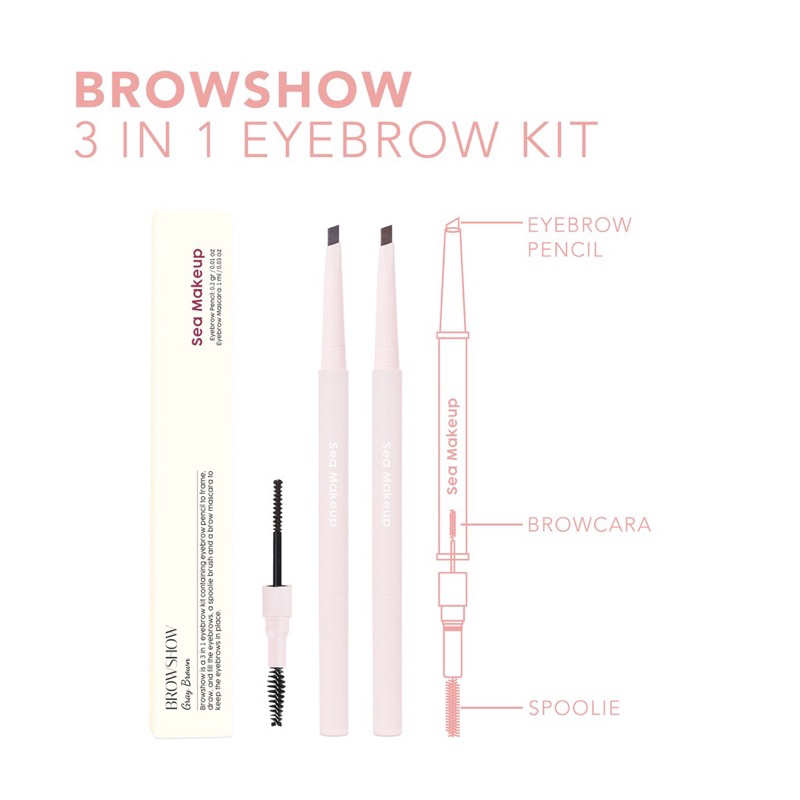 Jual Sea Makeup Browshow Eyebrow Trio Kit Pensil Alis 3in1 Waterproof ...