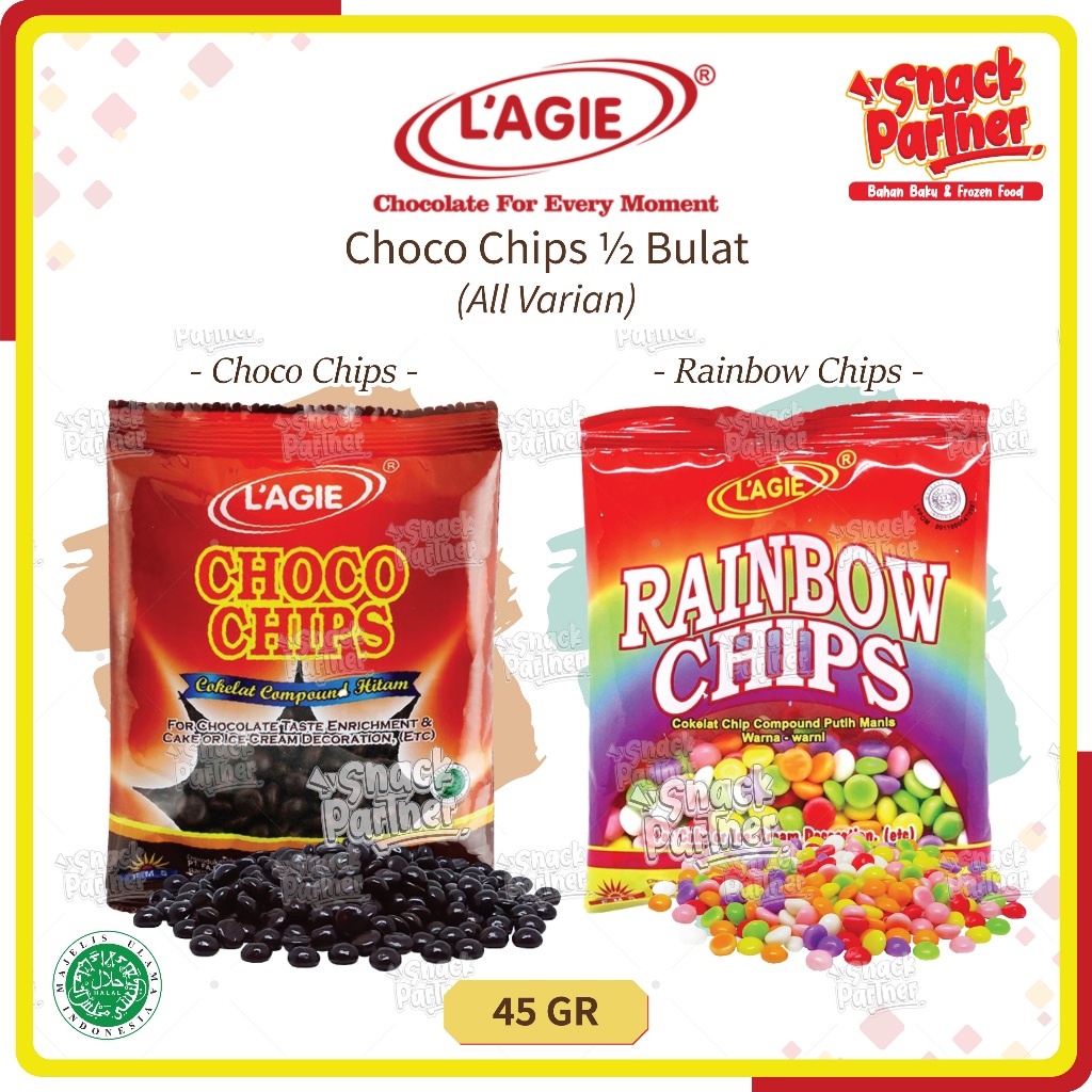 Jual LAGIE / L'AGIE Choco Chips 45 GR Sachet - 1/2 Setengah Bulat - Topping Taburan Tabur ...