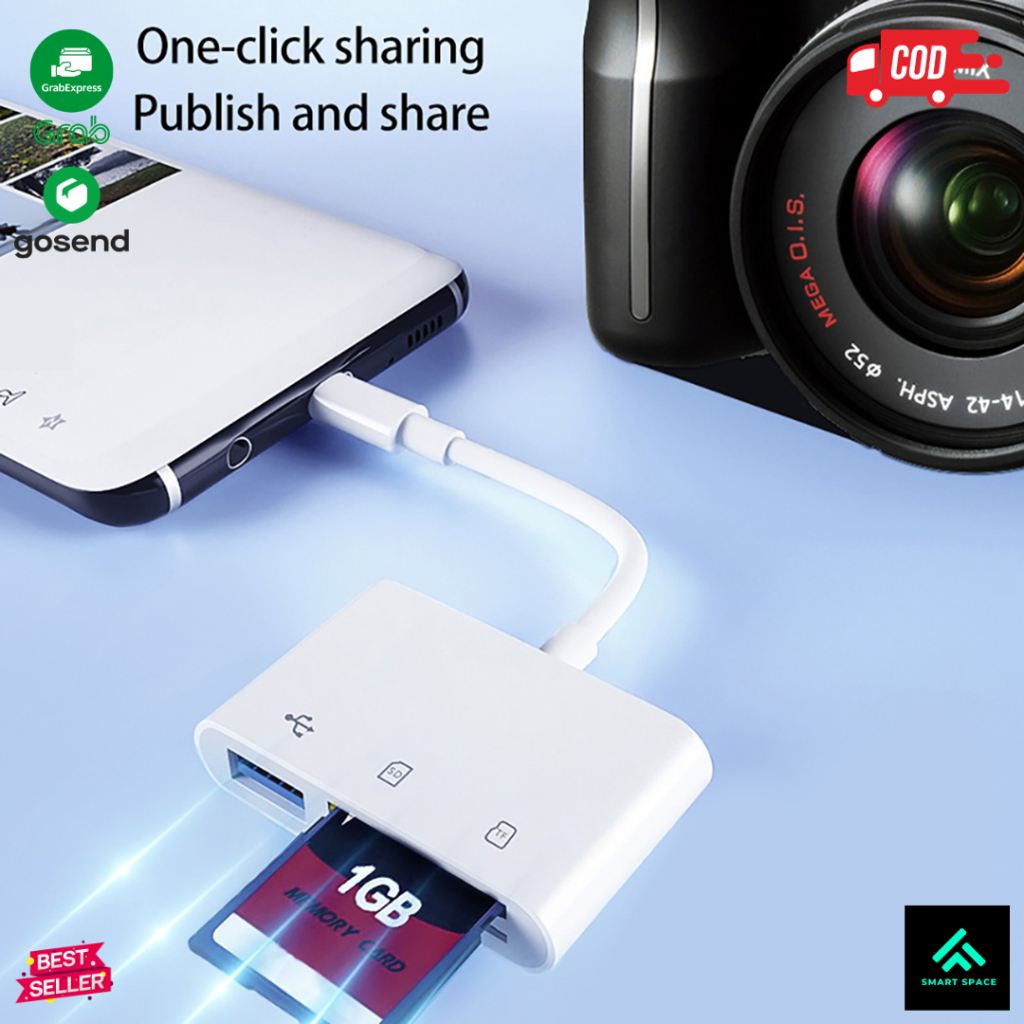 Jual Card Reader USB 2.0 Type C 3 in 1 TF Micro SD Card Adapter ...