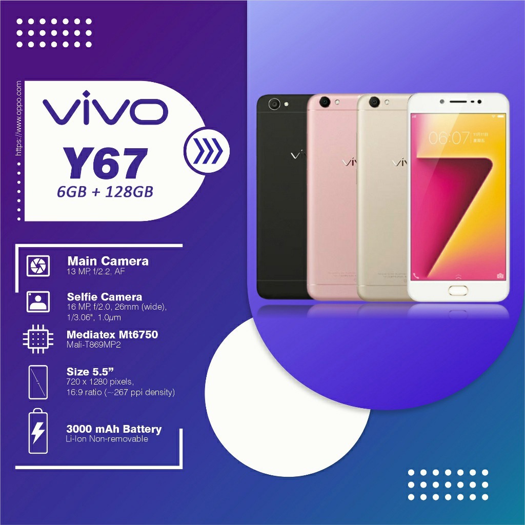 Jual HP VIVO Y66 4/64GB VIVO Y67 Ram 6/128GB Smartphone Murah Android 4G Garanasi Toko 1Tahun ...