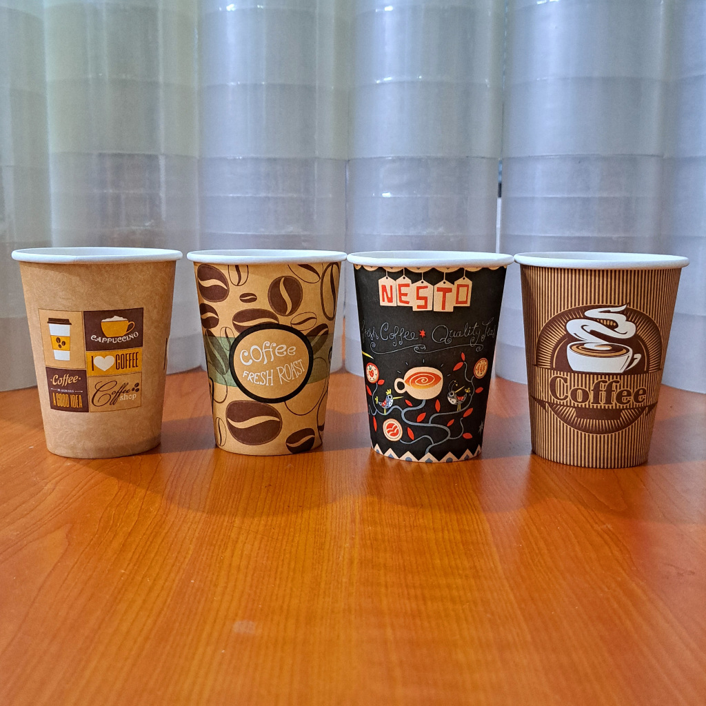 Jual HOT PAPER CUP SIZE 8 OZ COFFEE DESAIN GELAS KERTAS KOPI 240ML