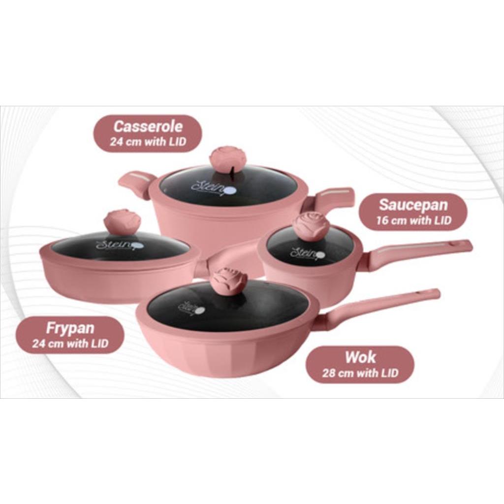 Jual Panci Pan Set Stein Cookware Glamour Rose Set ORIGINAL DOUBLE FREE ...