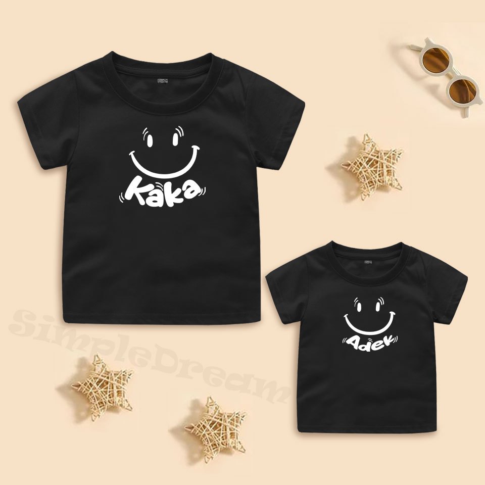 Jual Motif Lucu ADEK-KAKA-Couple Anak 1-12tahun /Warna Hitam Biru Merah ...