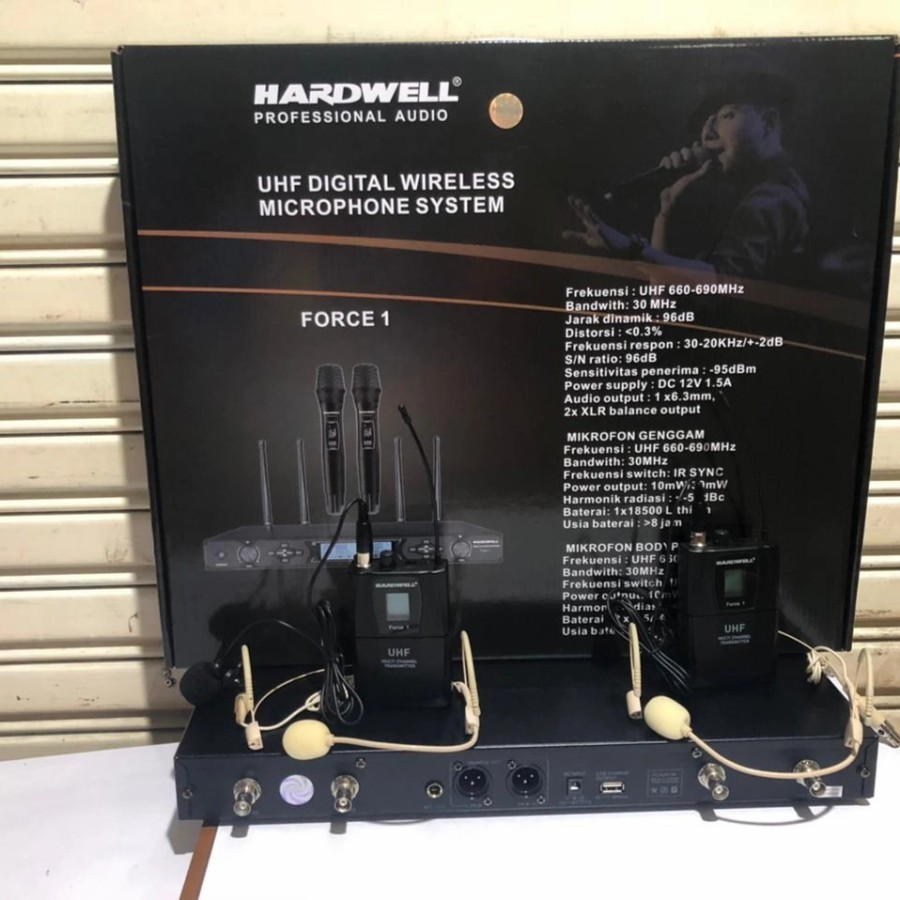 Jual Mic Wireless HARDWELL FORCE 1 / FORCE1 2 Clip On + 2 Headset ...