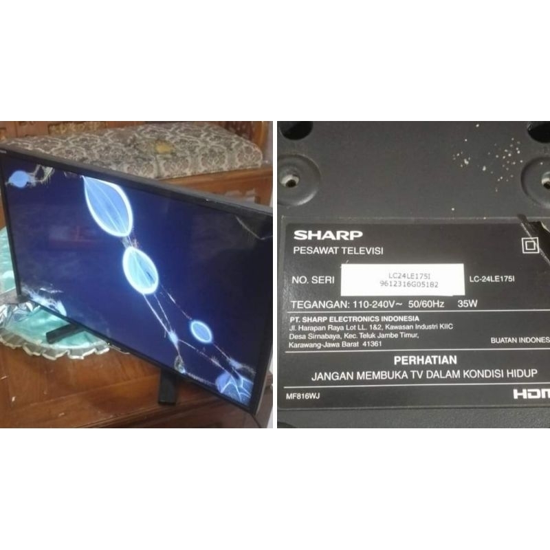 Jual sparpate onderdil TV LED Sharp LC24LE175I mainboard tv original MB ...