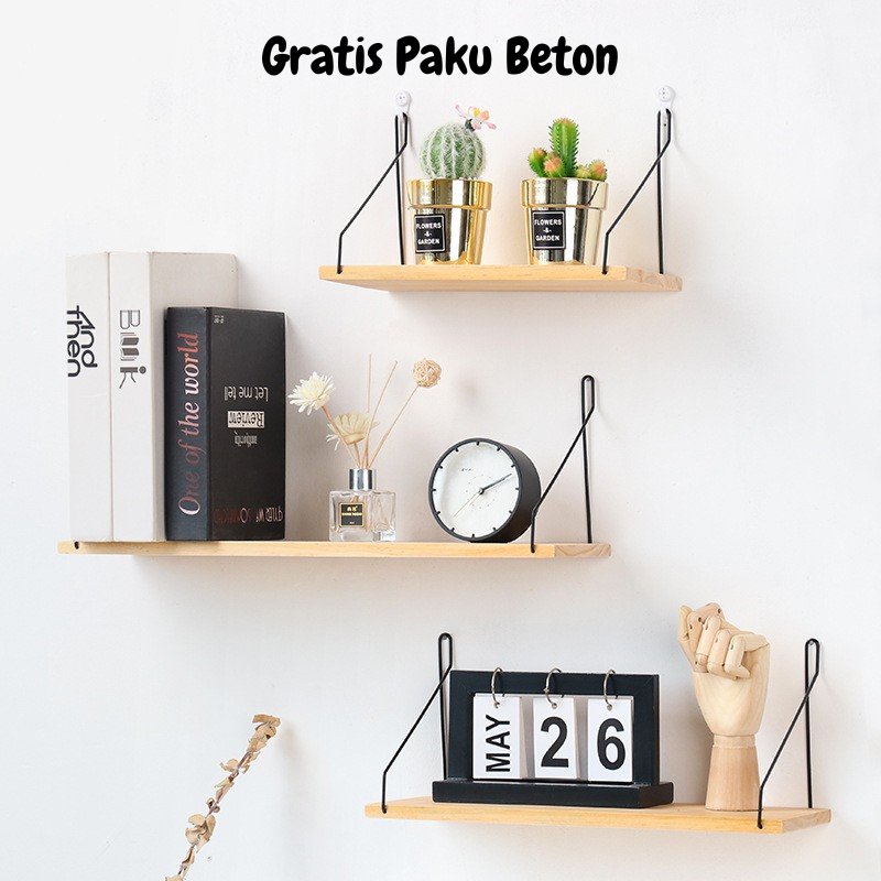 Jual HBM Rak Dinding Tempel Kayu Besi Gantung Rak Dinding Kayu Besi ...