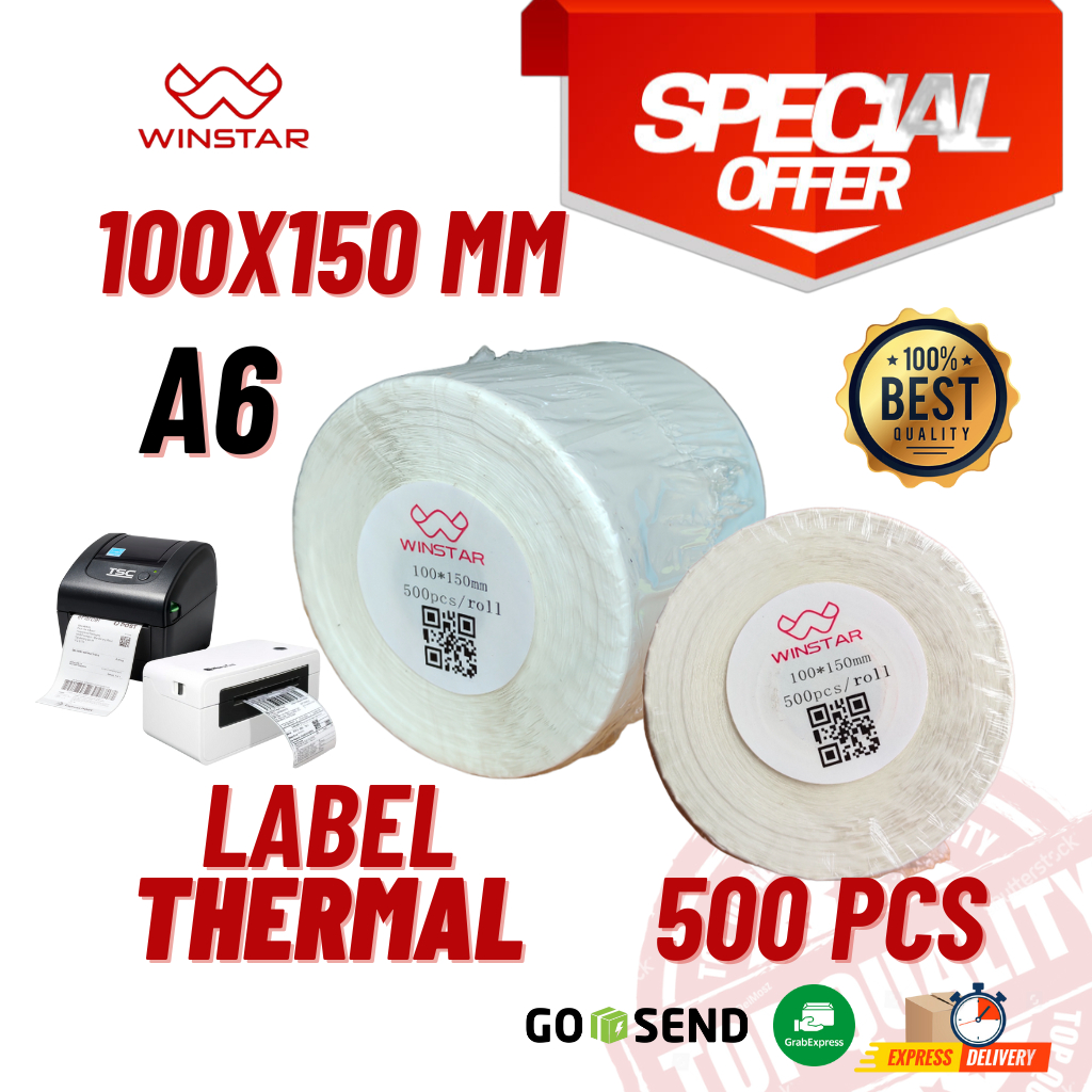 Jual Kertas sticker label thermal 100x150 MM isi 500 pcs roll dan lipat | Shopee Indonesia