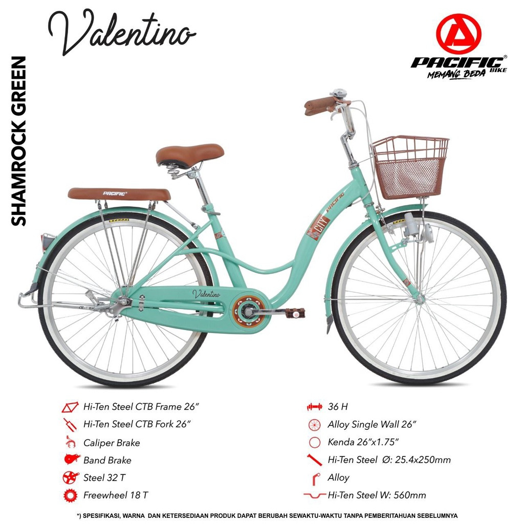 Jual PACIFIC VALENTINO 26 inch Sepeda Cewek Keranjang City Bike CTB ...