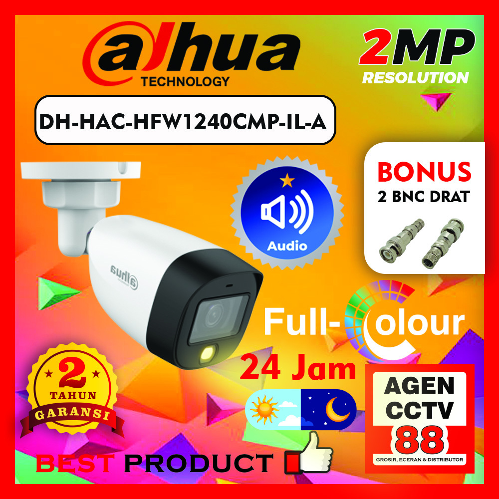 Jual CCTV DAHUA Outdoor 2MP DH-HAC-HFW1240CMP-IL-A Full Color ColorVu ...