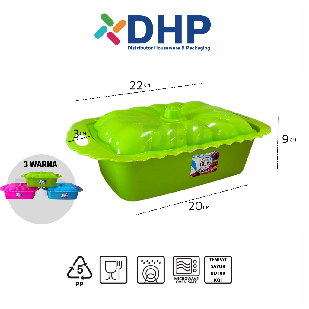 Jual KOI Tempat Sayur Tutup SEGI (D=22cm) Wadah Saji Makanan Plastik ...