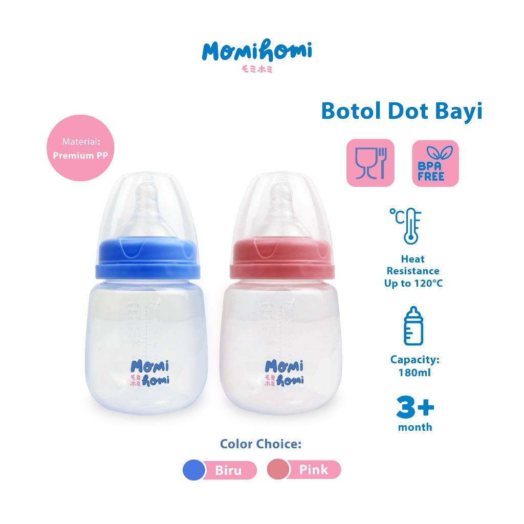 Jual MOMI HOMI Botol Dot 3030 Susu Bayi Kapasitas 180ml BPA FREE Wide ...