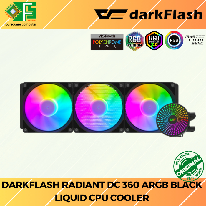 Jual AIO Watercooling Darkflash Radiant DC 360 ARGB Liquid CPU Cooler Black | Shopee Indonesia
