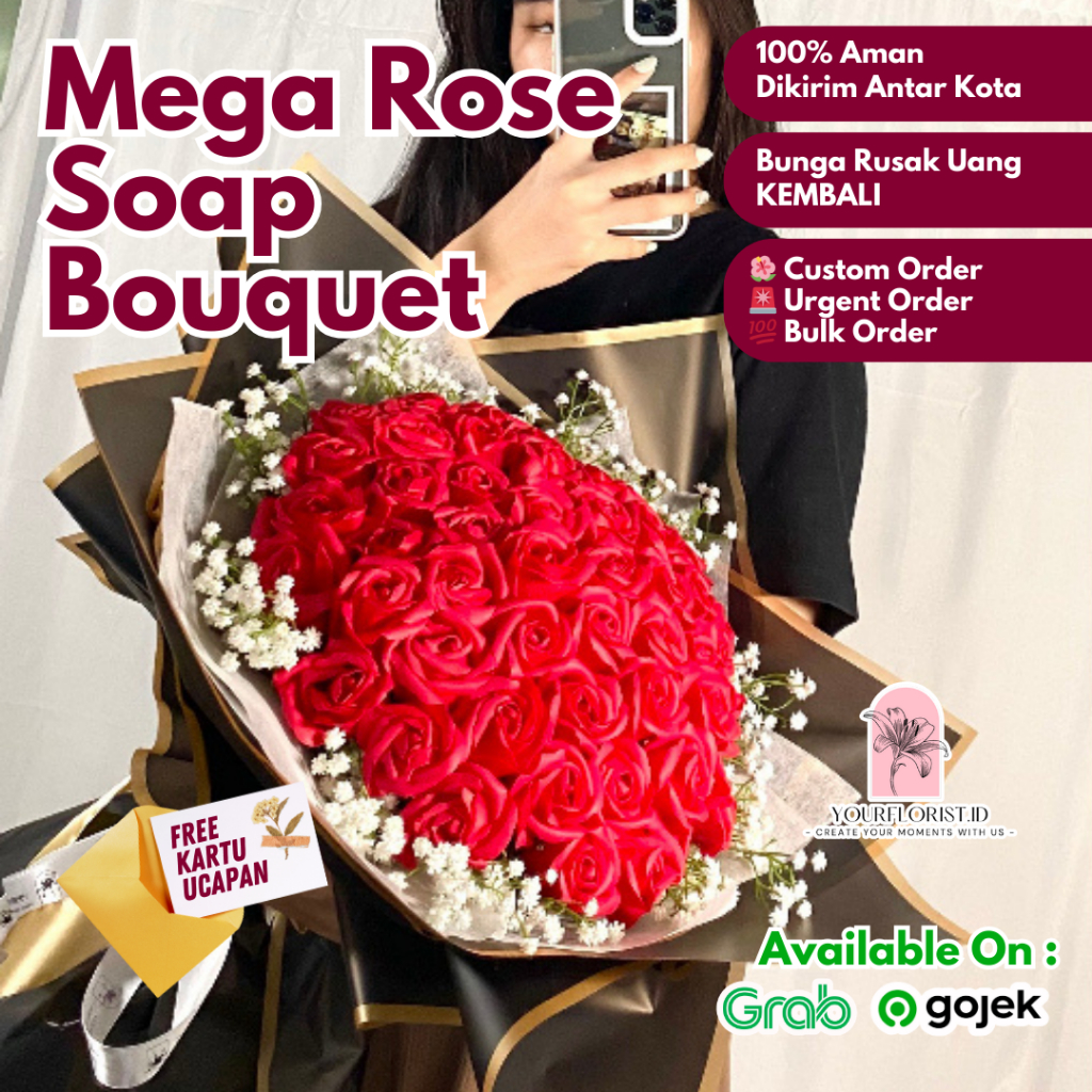 Jual MEGA ROSE SOAP BOUQUET - Buket Bunga Mawar Sabun 50 Tangkai Large ...