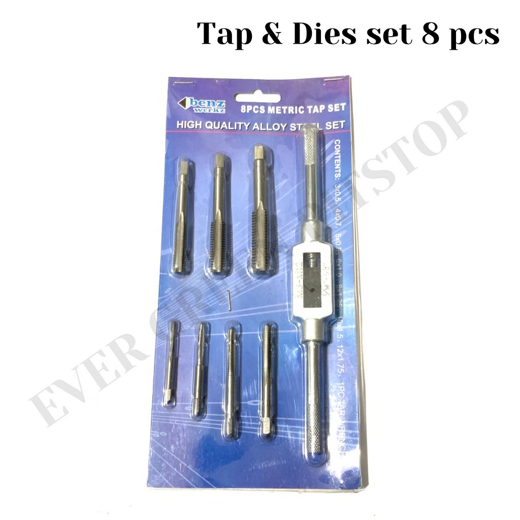 Jual TAP DRAT Set 8 Pcs Alat Snei Drat Set Gagang Dan Tap Drat 3 4 5 6 ...