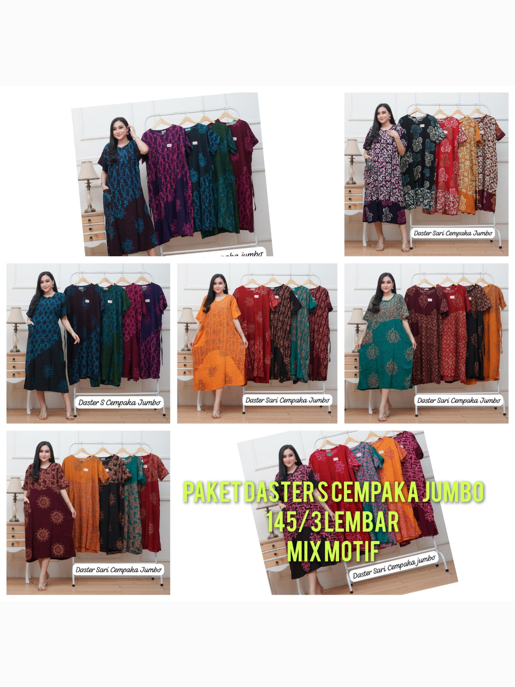 Jual PAKET MURAH DASTER SARI CEMPAKA JUMBO 145/3 LEMBAR CAMPUR MOTIF ...